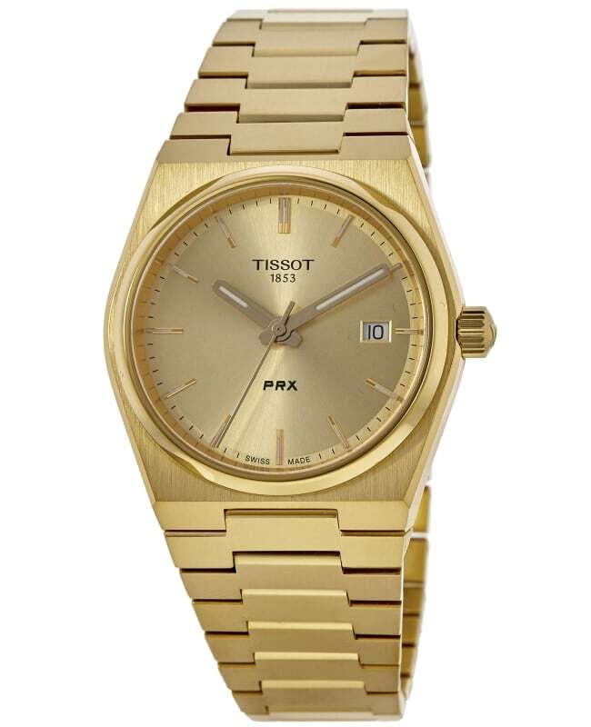 New Tissot PRX 35mm Champagne Dial Gold-tone Unisex Watch T137.210.33 ...