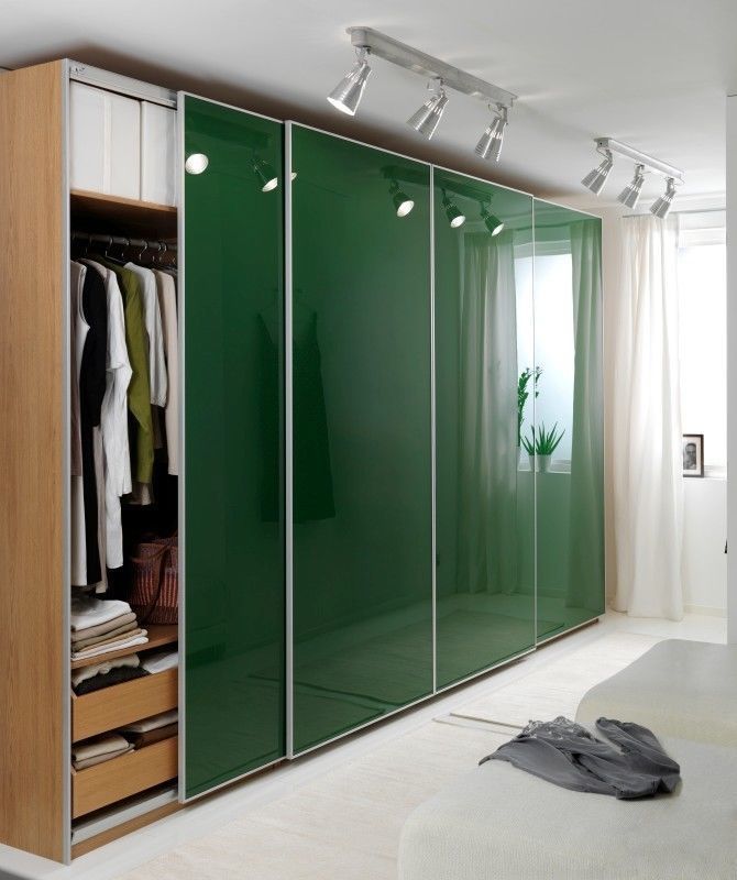 IKEA PAX ARDAL SLIDING DOOR WARDROBE - GREEN GLASS - 150 x 236 x 66 CM ...