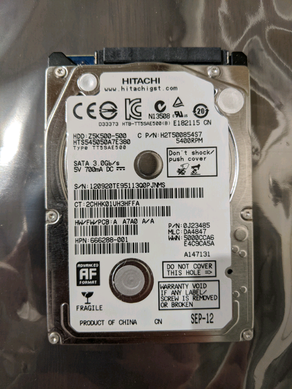 Hitachi 500gb 2.5 hard drive disk fully tested | in Loughborough ...