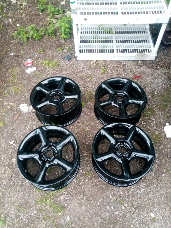 Genuine ford 16 inch alloy wheels set of 4 4x108 powdercoated in gloss ...