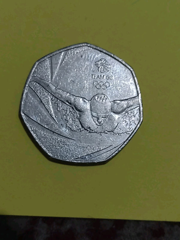 50P COIN TEAM GB 2016 RIO OLYMPIC SWIMMING RARE FIFTY PENCE Circulated ...