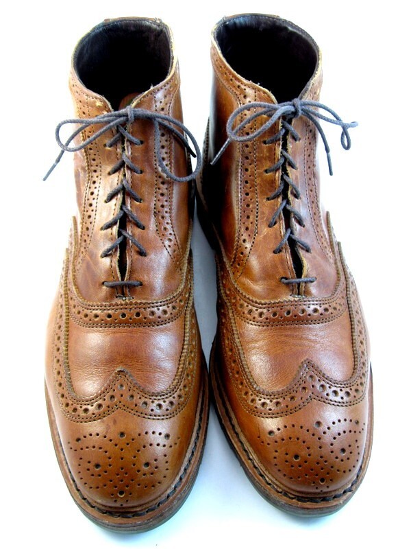Allen Edmonds "STIRLING" Leather Wingtip Dress Boots 9.5 D Cognac ...