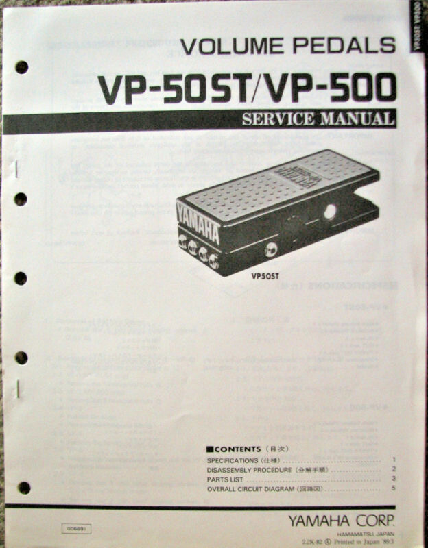 Yamaha VP-50ST VP-500 Volume Pedals Original Service Manual / Schematics BookのeBay公認海外通販｜セカイモン