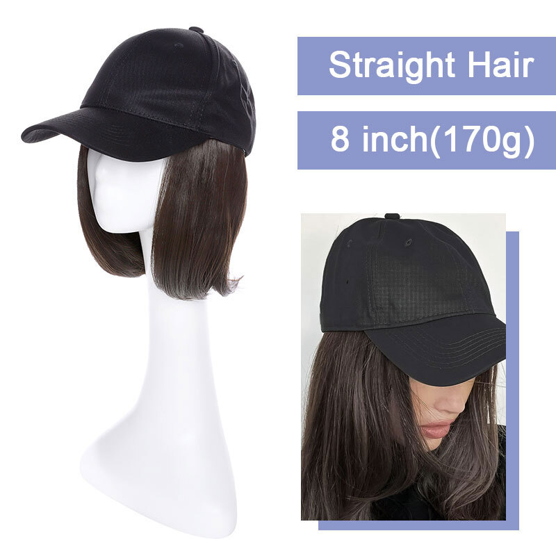 Baseball Wig Hat Curly Wavy Straight Hair Wig Cap with Black Baseball ...