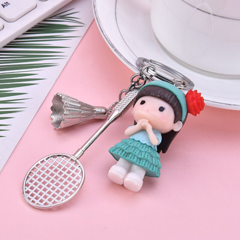 1Pc Sport Styles Mini Badminton Boy Pendant Keychain Unisex Badminton ...