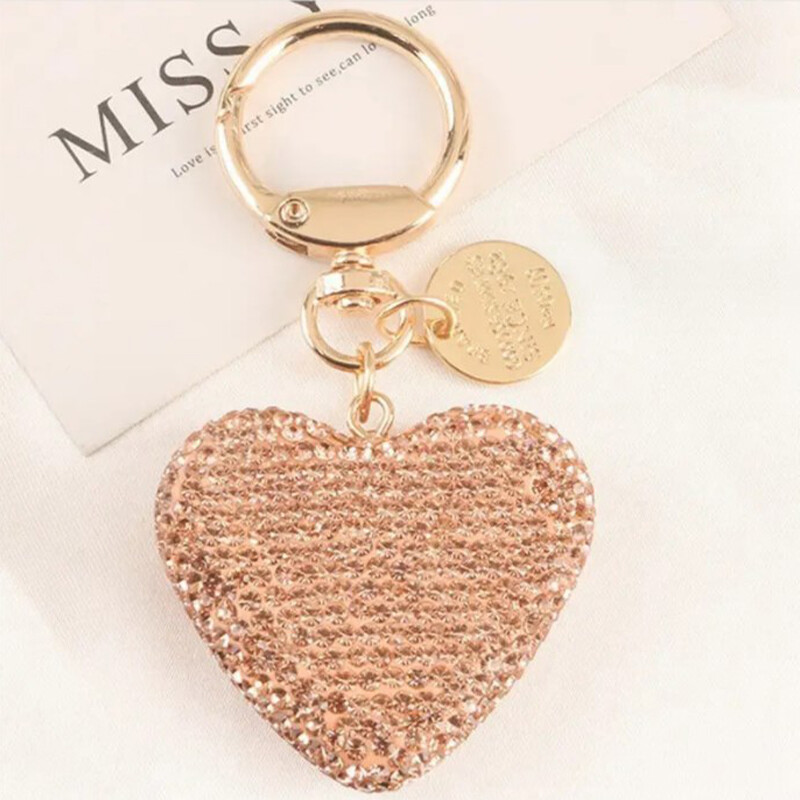 Full Rhinestone Heart Key Chains Women Handbag Pendant Keyring Solid ...