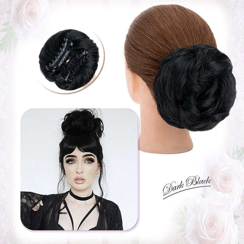 Real As Human Hair Messy Bun Piece Clip in Extension Ponytail Curly ...