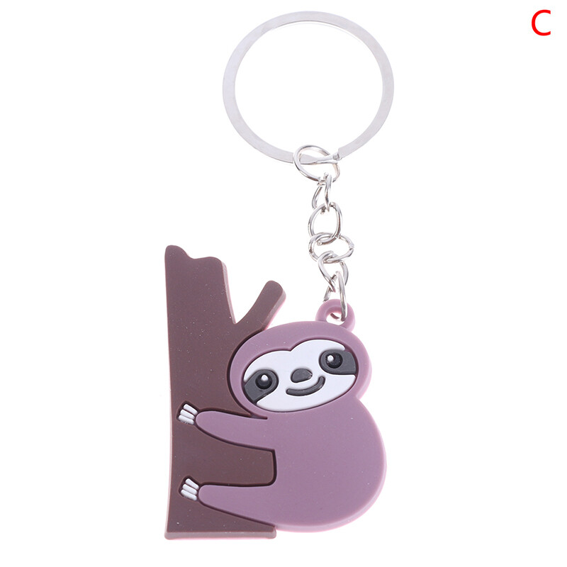 DIY PVC Sloth Keychain Key Rings Holder Key Chain Gift Jewelry Bag ...