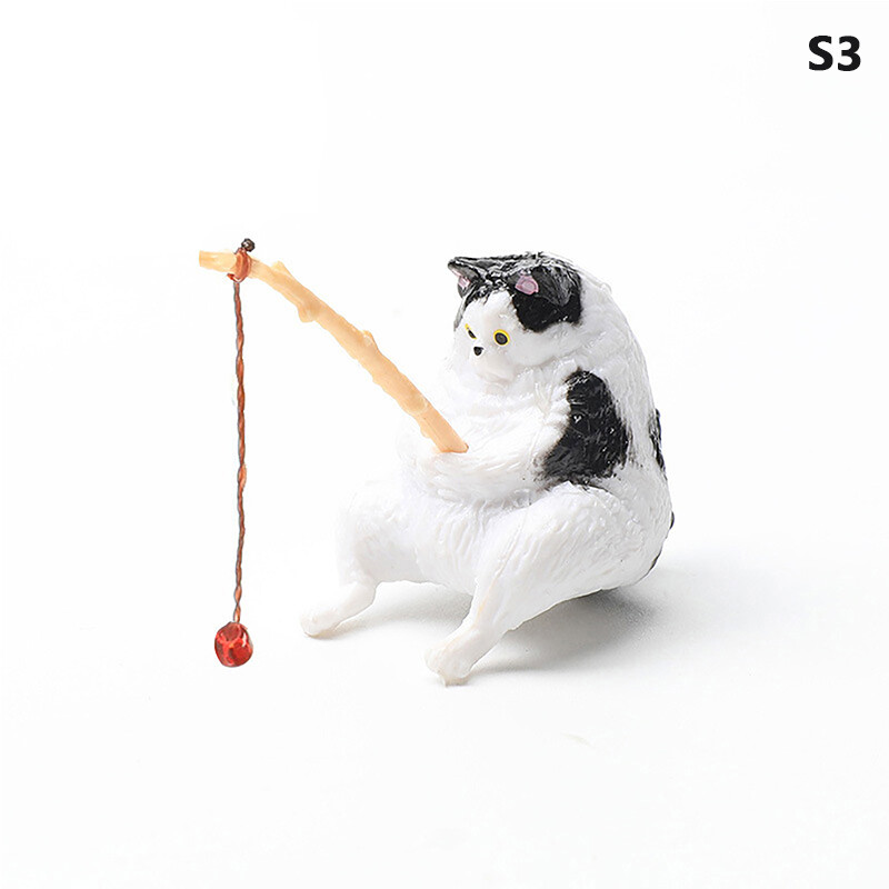 Fishing Cat Ornaments Aquarium Decoration Fish Landscaping Cartoon Cat ...