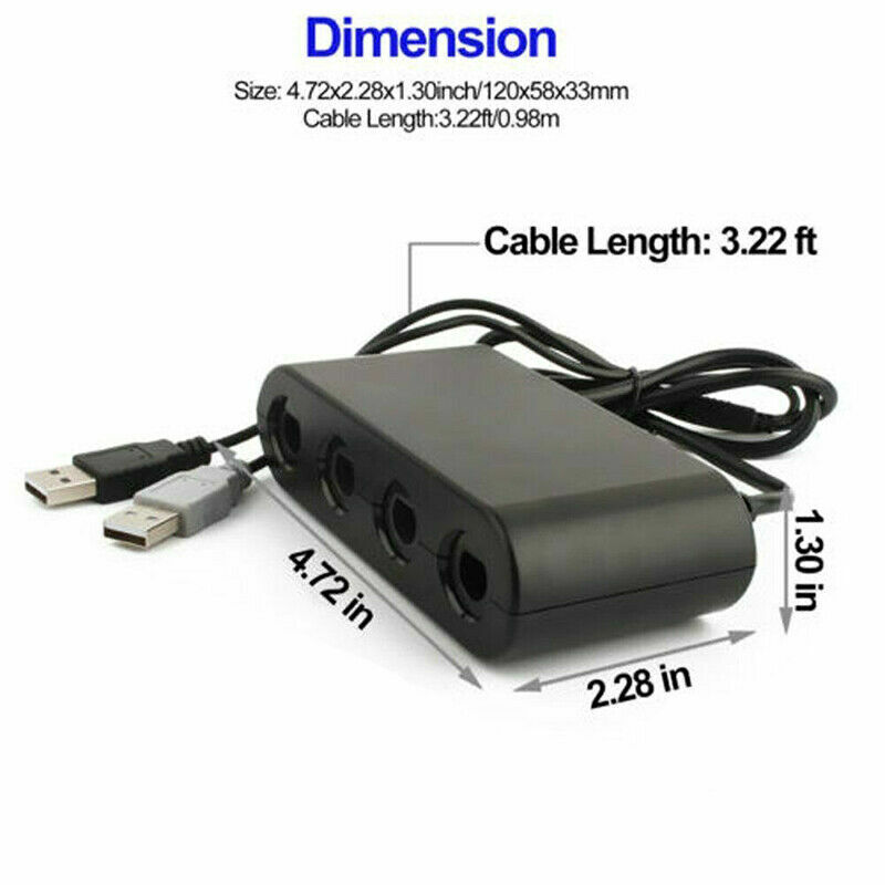 GameCube Controller Adapter 4 Port For Nintendo Switch Wii U & PC USB ...