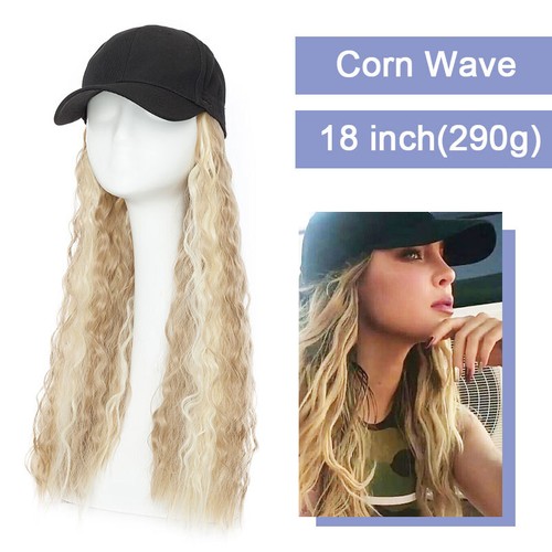 One Piece Baseball Hat with Synthetic Hair Wigs Straight Bob Baseball ...