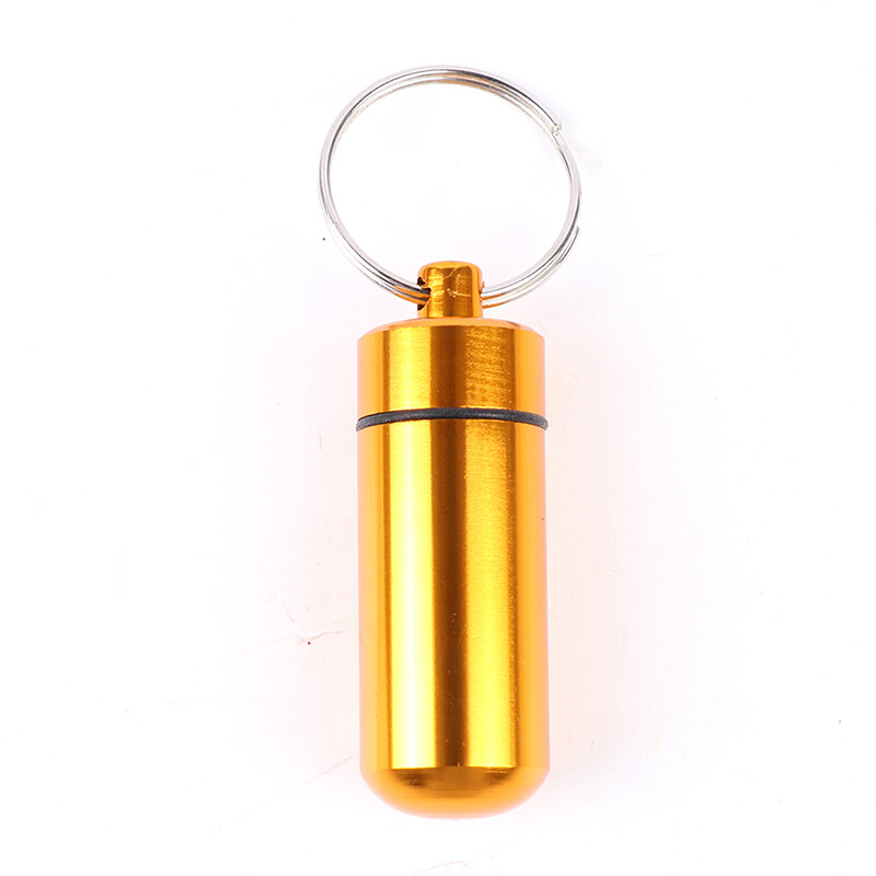 Keyring Tablets Medicine Container Pill Box Aluminium Key Chain Drug ...