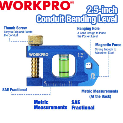 WORKPRO 2.5-inch Conduit Bending Level Magnetic Level Pipe Level Bubble ...