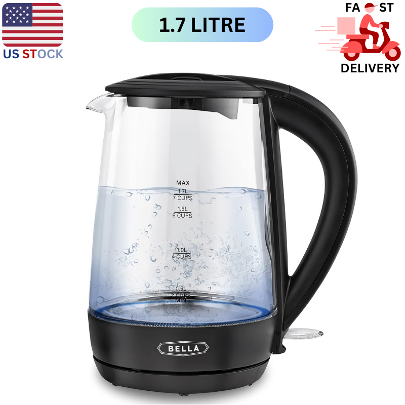 1.7L Glass Electric Kettle LED Lights Cordless Portable
