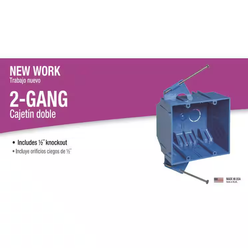 2-Gang 32 Cu. In. Blue PVC New Work Electrical Switch and Outlet Box ...
