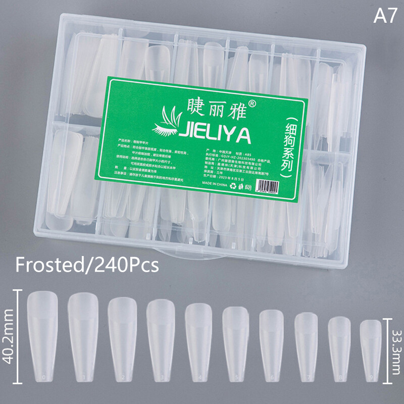 240pcs Long Ballerina Nail Coffin Tips Long Art Full Cover False