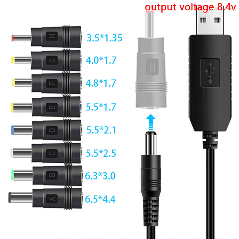 USB To DC Power Cable 5V To 12V Boost Converter 8 Adapters USB To EN | eBay