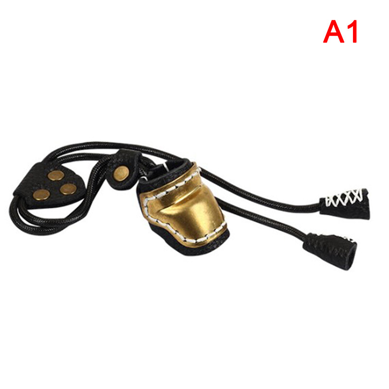 Archery Leather Thumb Ring Brass Fingers Guard Protector Gear Safety ...