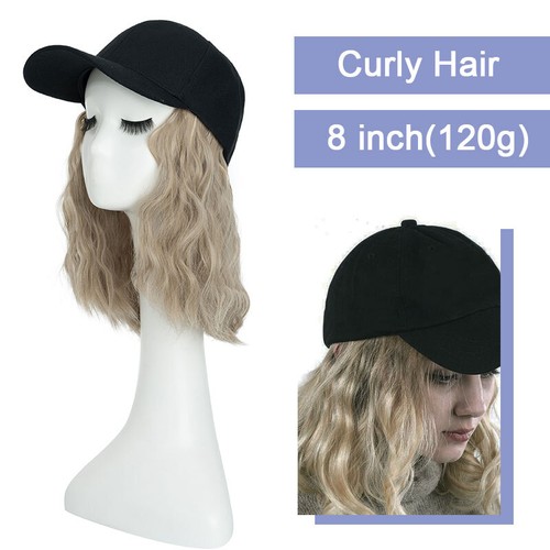 One Piece Baseball Hat with Synthetic Hair Wigs Straight Bob Baseball ...