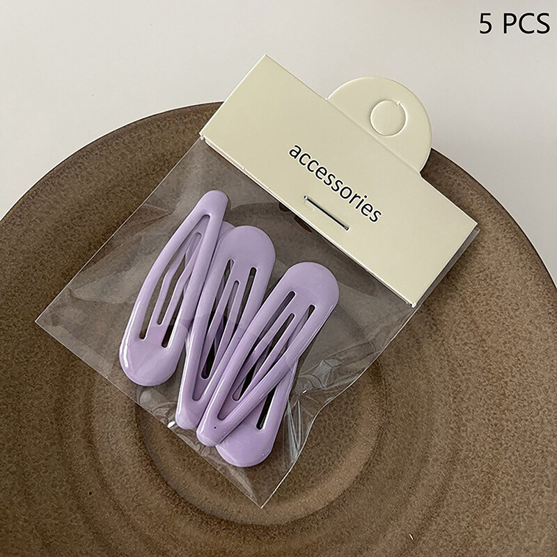 5PCS Cute Sweet Small Fresh Hairpin Simple Color Bangs Clip Hair ...