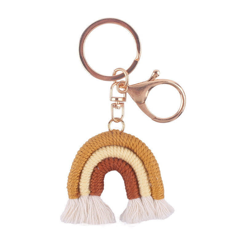 Lovely Hand Knitted Rainbow Tassel Keychain Creative Cute Key Ring ...