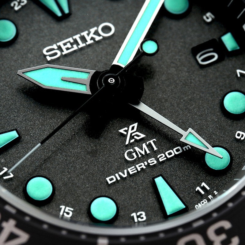 Pre-owned Seiko Prospex Sbpk007 The Black Series Gmt Scuba Diver Solar ...