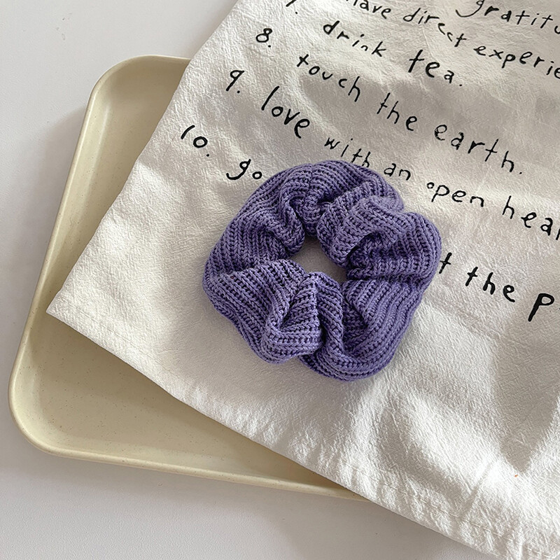 Color Simple Knitted Hair Ties Fall Winter Elastic Hair Ropes Ponytail ...