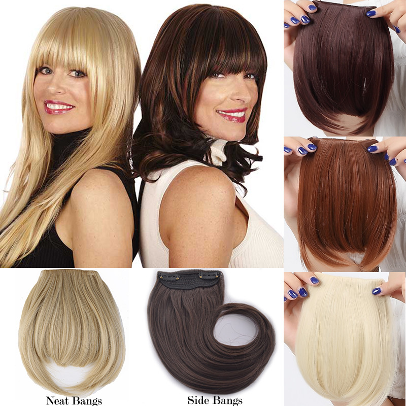 US Stock Side Bangs Clip In Neat Bang Fringes Clip in Hair Extensions ...