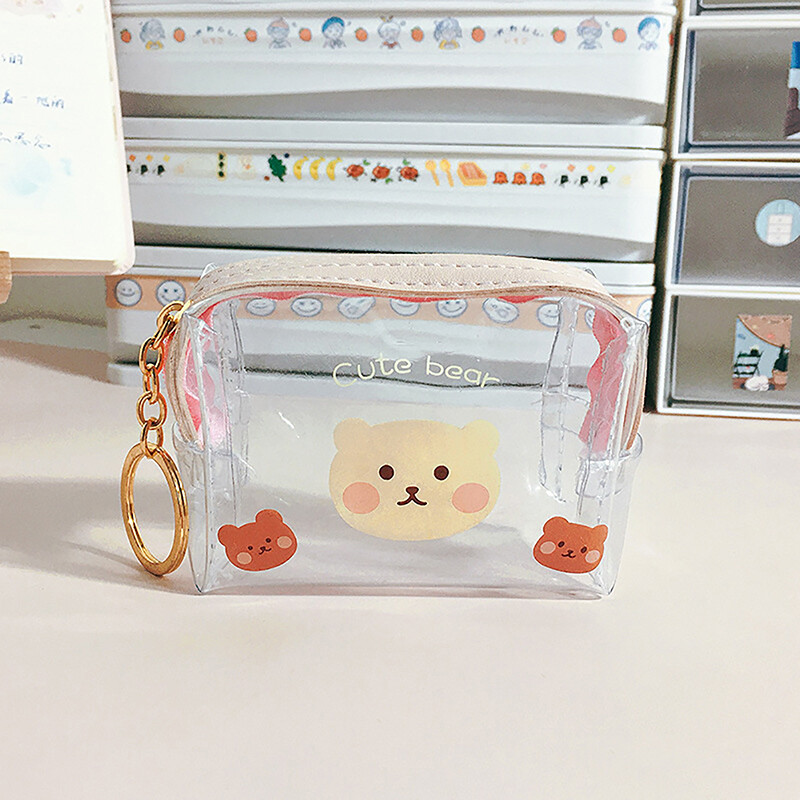 Clear Coin Purse Pouch With Keyring Wallet Portable Waterproof Mini ...
