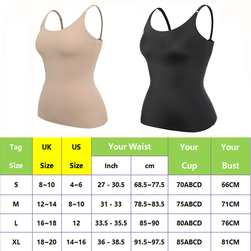 Women's Cami Built In Bra Shaper Shapewear Tank Top Underwear Tummy ...