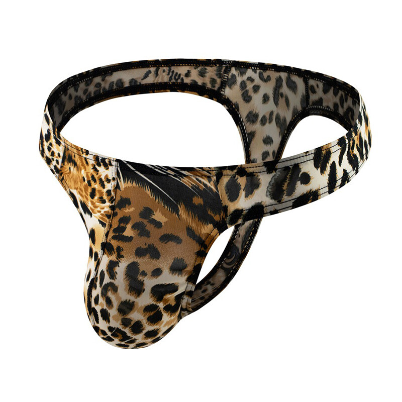 Mens Sexy Leopard Print G-String Thong Bulge Pouch Briefs Underwear T ...