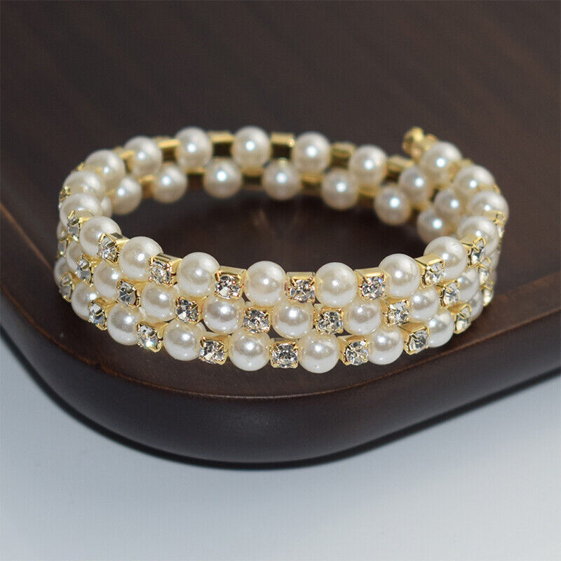 Elegant Crystal Imitation Pearl Bracelet Multilayer Stretchable Pearl