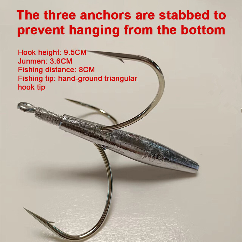 Anti Rust Treble Hooks Super Large Three Anchor Hooks Carbon Steel Fish ...