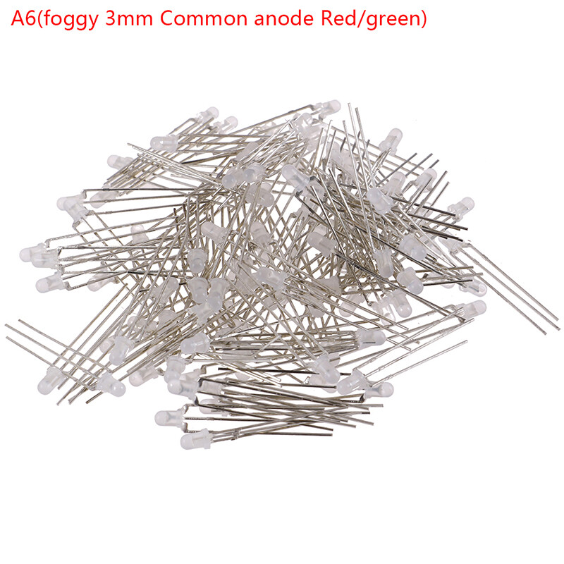 100PCS 3/5mm 3-Pin Dual Bi-Color Diffused Common Cathode/anode LED ...