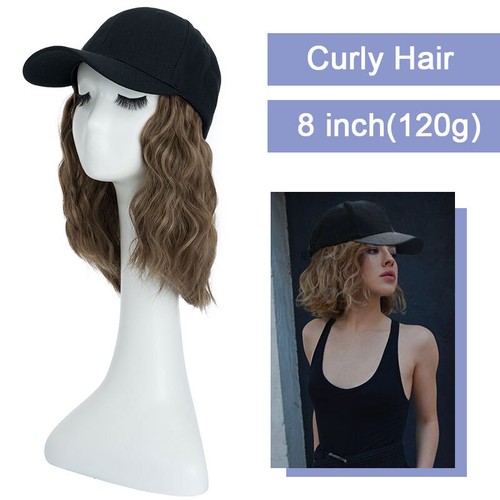 Cap with Hair Attached For Women Wig Hat with Hair Short Bob Style ...