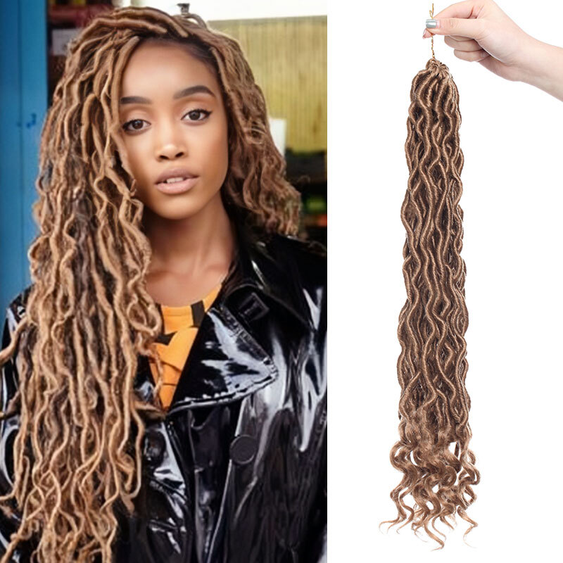 20" Long Faux Locs Curly Goddess Crotchet Twist Pre Looped Marley Dread ...