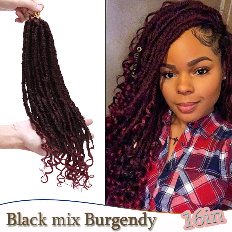 16"Goddess Faux Locs Crochet Braids Curly End Dreadlock Braiding Hair ...