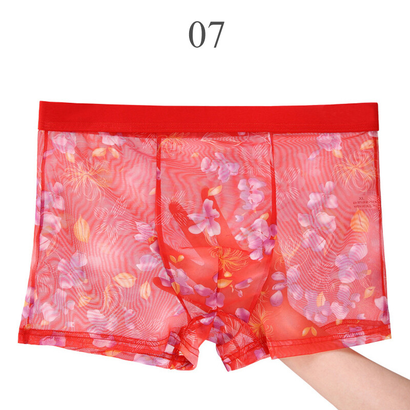 Sexy Mens Sheer Transparent Boxer Briefs Underwear Mesh Shorts Trunks ...