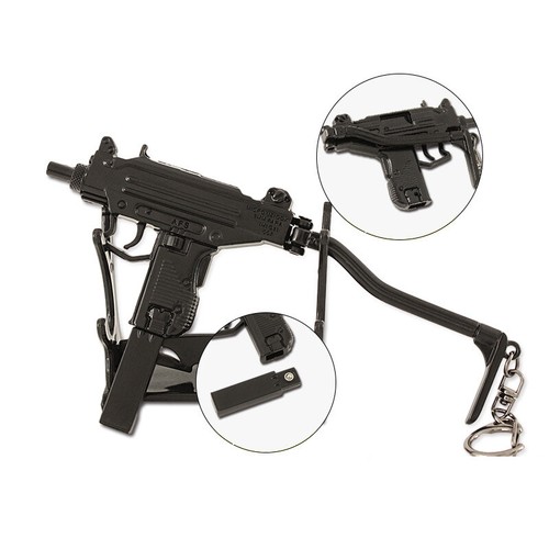 15CM Alloy Miniature UZI Model Submachine Gun Pendant Pistol Keychain ...