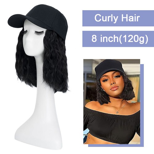 Cap with Hair Attached For Women Wig Hat with Hair Short Bob Style ...