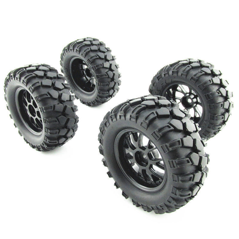 RC1:10 Off-Road RC Car 12mm Hub Y Type Wheel Rim & Tires Black Pack of ...