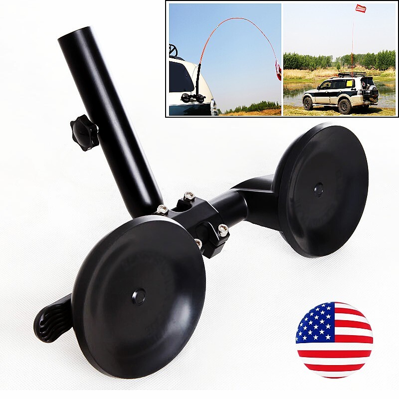 Car Off-road Adjustable Rubber Flag Pole Mount Bracket w/Sucker Support ...