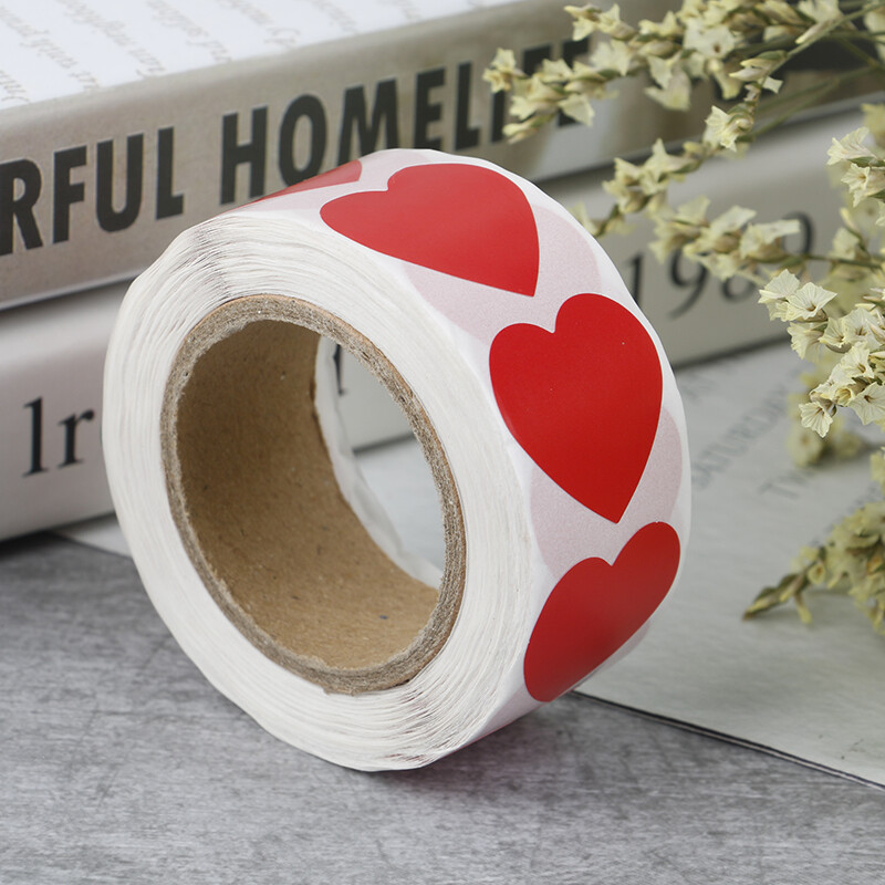 500Pcs/Roll Love Heart Shaped Seal Labels Package Label Sticker markB ...