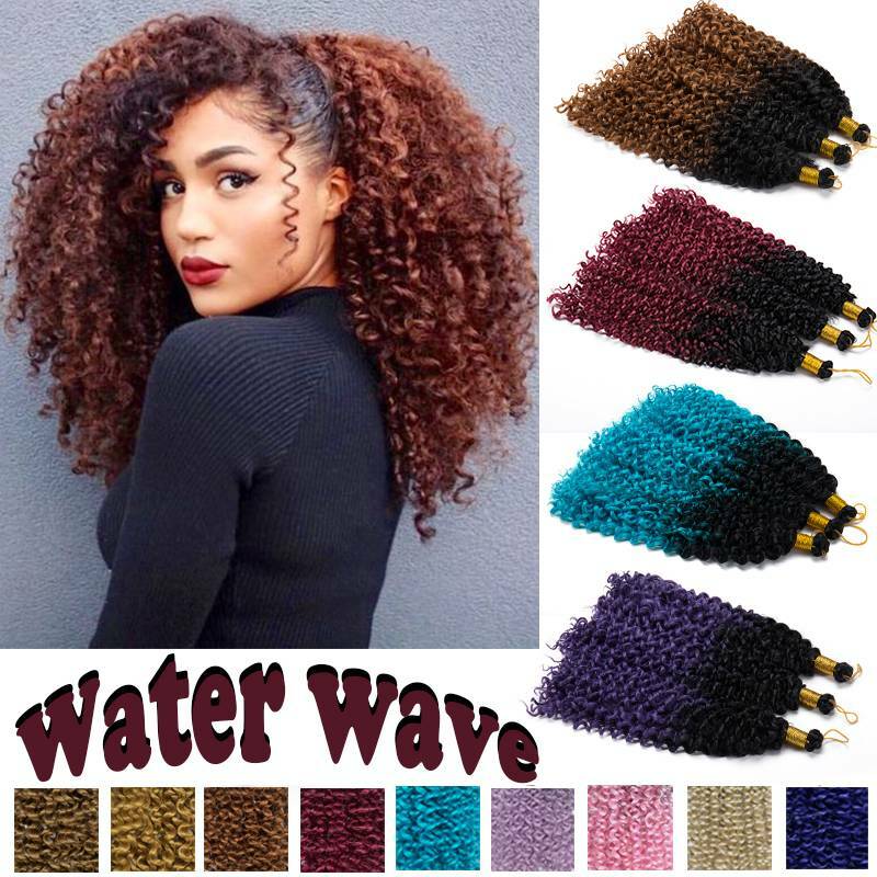 Full Head Bob Kinky Curly Water Wave Crochet Hair Extensions Marley Weaving Us Ebay