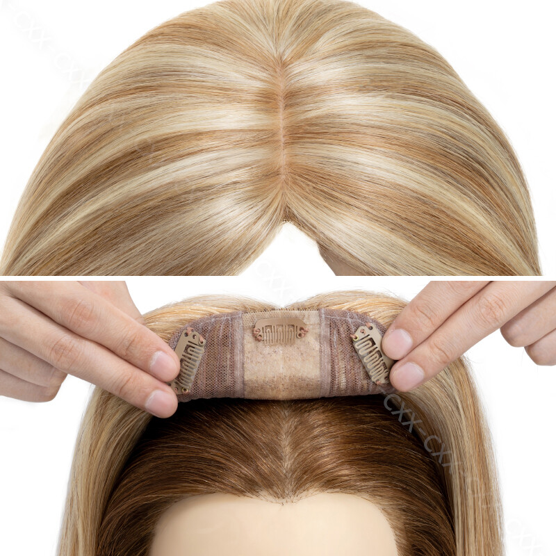 Damen 100% Echthaar Topper Toupee Extensions Clip In Hair Toupet ...