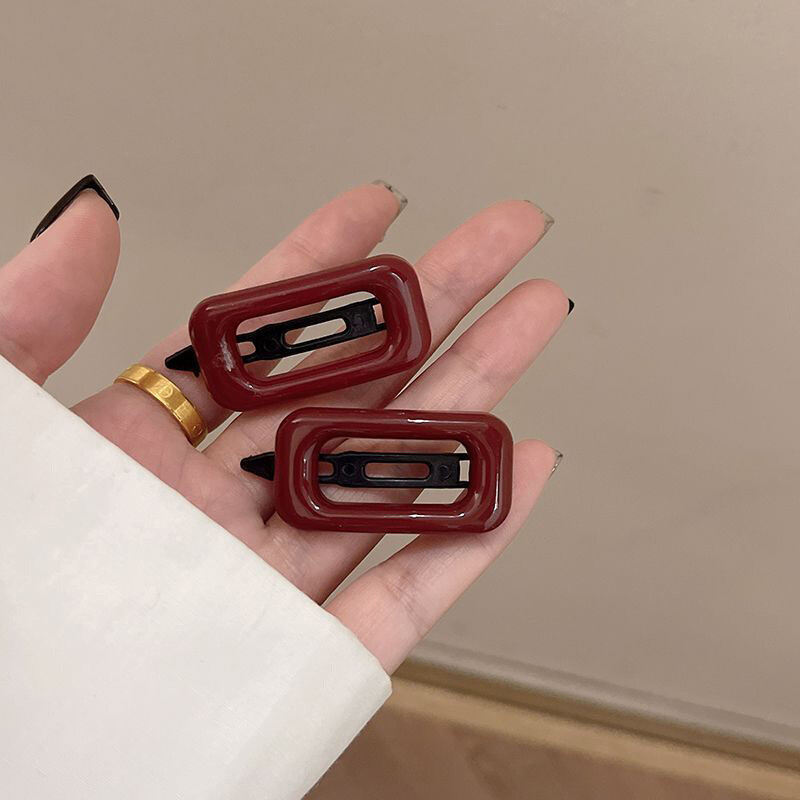 2PCS Candy Color Mini BB Hair Clip Small Square Hairpin Simple Ins Side ...