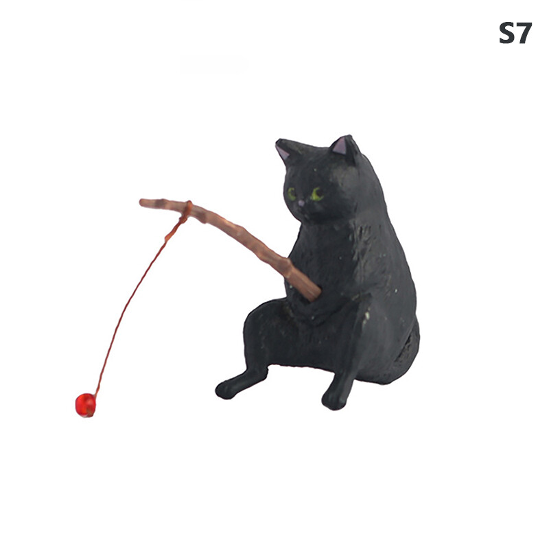 Fishing Cat Ornaments Aquarium Decoration Fish Landscaping Cartoon Cat ...