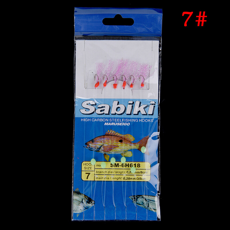 6PCS/Set Long Wire Bait luminous Fishing Lures LineString Carbon Steel ...