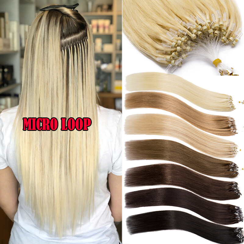 300 Strands Micro Loop Ring Tip Remy 100% Human Hair Extensions 1g/0.5g ...