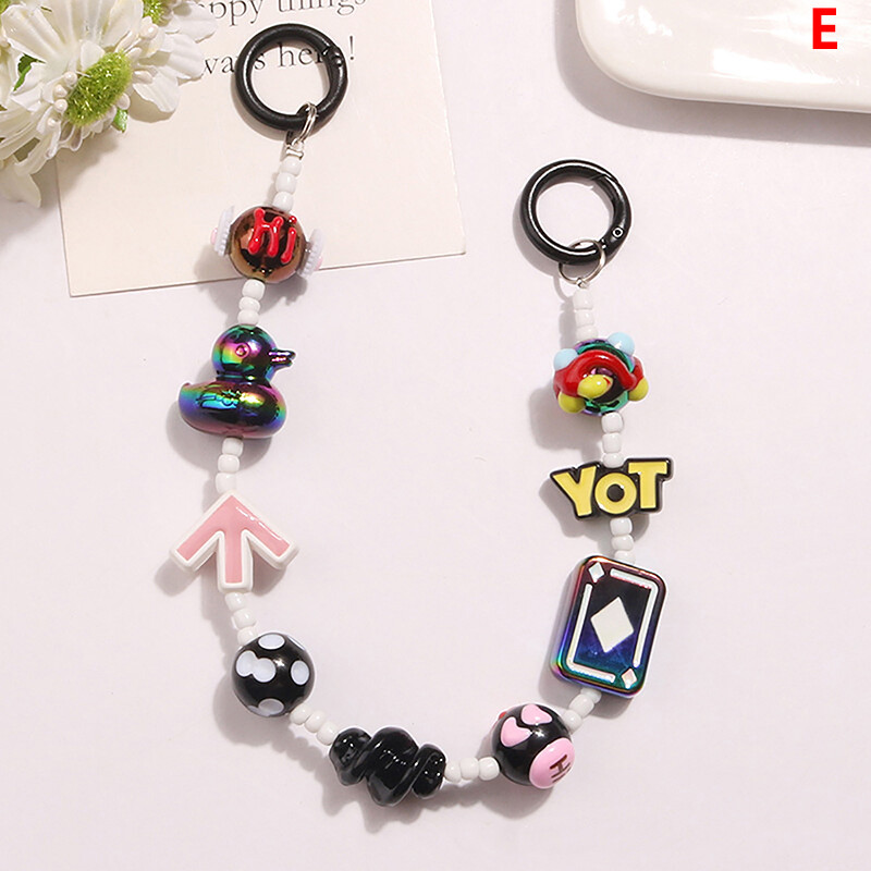 Cute Duck Hand-Painted Bead Chain Keychain Pendant Earphone Case Bag ...